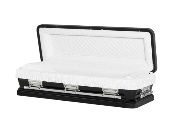 Black & Silver Casket Full Couch - Discount Caskets - Discount Caskets