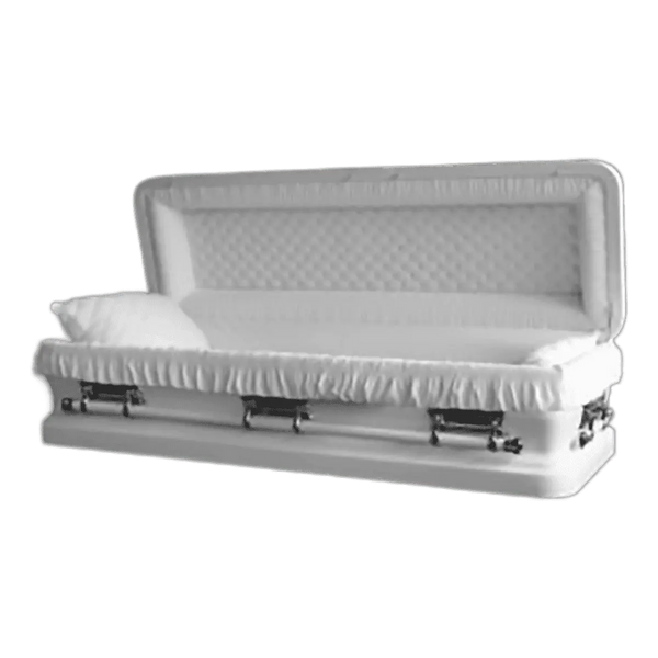 White/Silver Casket Full Couch - Discount Caskets - Discount Caskets